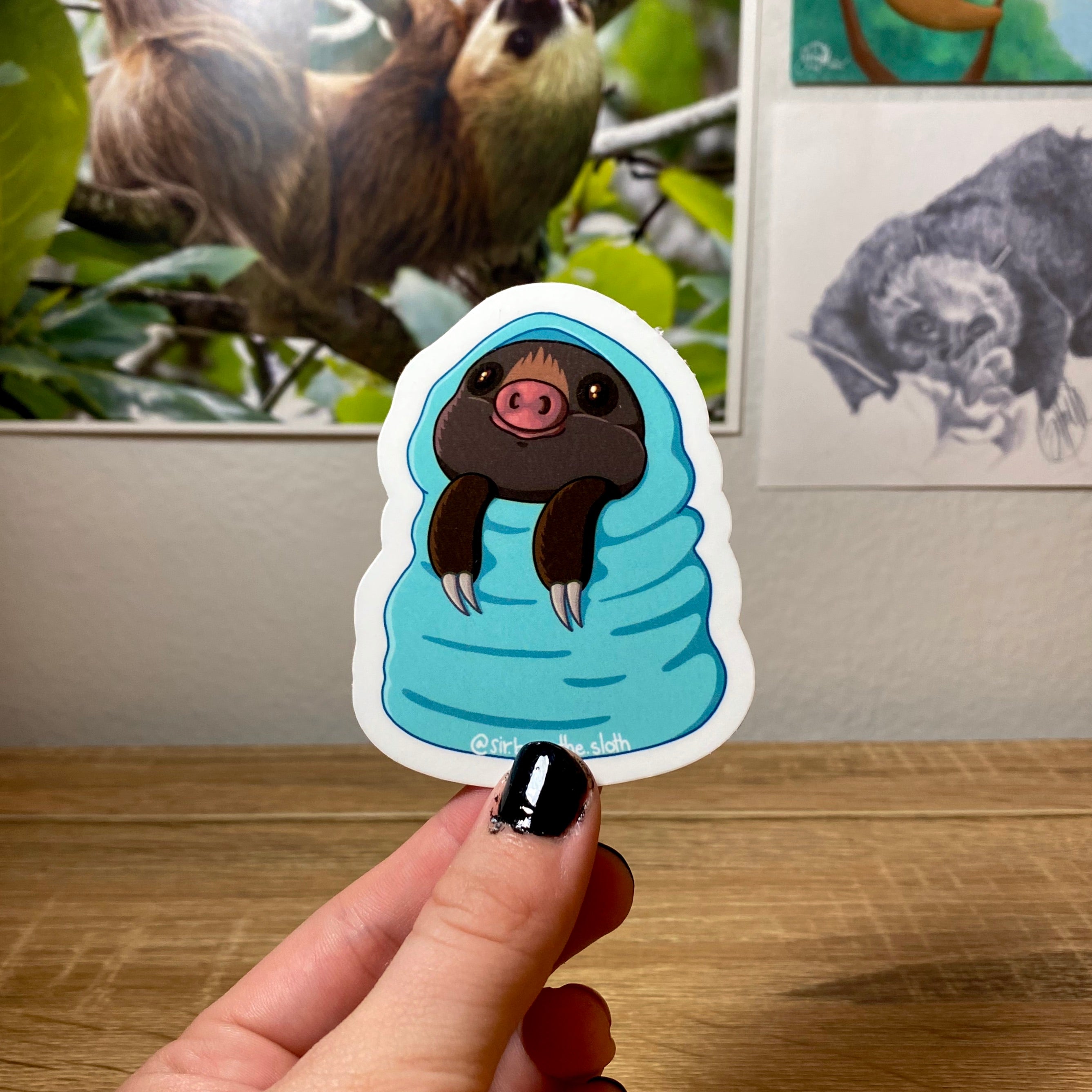 Fuzzy Potato Blankie Burrito Vinyl Sticker – Sir Bean the Sloth