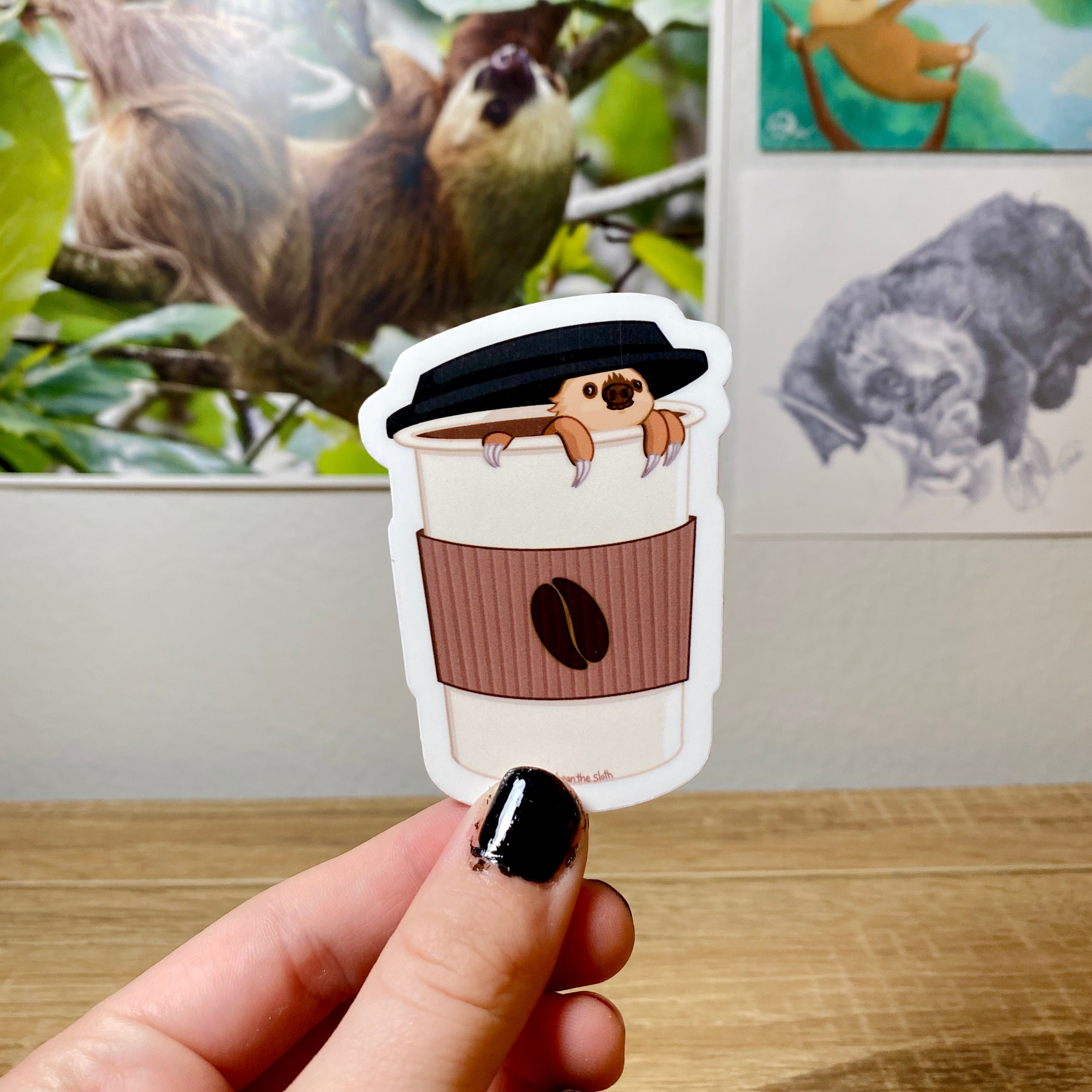 Slothee Coffee Vinyl Sticker – Sir Bean the Sloth